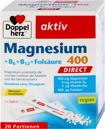Doppelherz
aktiv Magnezijum + B6 + B12 + folna kiselina direkt kesice, 20 kom
Dodatak ishrani