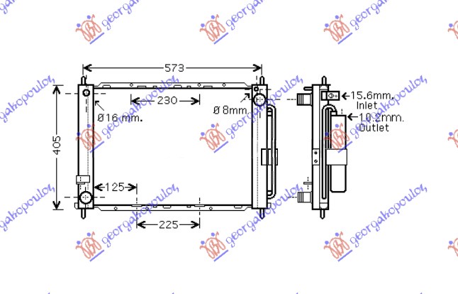 HLADNJAK MOTORA I KLIME 1.4/1.6i/16V DCi (+AC) (51×38) (NRF) RENAULT MODUS 2005-2008 (F/JP0) (OEM: 8200221498, 8200688387)