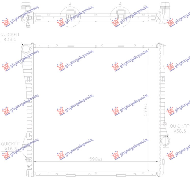 HLADNJAK MOTORA 4.4-4.6-4.8 BENZIN/DIZEL (AUTO) (59x60x4.0) (NRF) BMW X5 2000-2007 (E53) (OEM: 1439101, 17101439101)