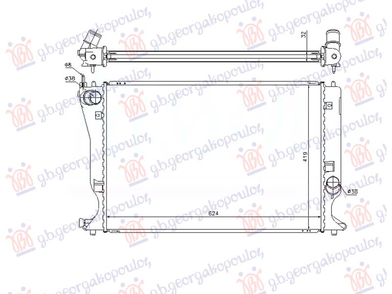 HLADNJAK MOTORA 2.2 D4D DIZEL (MAN) (625×410) -2006 (1 CEV) (NRF) TOYOTA AVENSIS 2003-2008 (T25) (OEM: 164000R010, 164000R020)