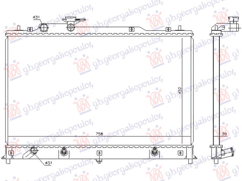 HLADNJAK MOTORA 2.3/2.5i 16V – 2.2CDVi (MAN/AUTO) (45×74) (NRF) MAZDA CX7 2007-2011 (ER) (OEM: L33L-15-200, L33L15200, L37J15200)