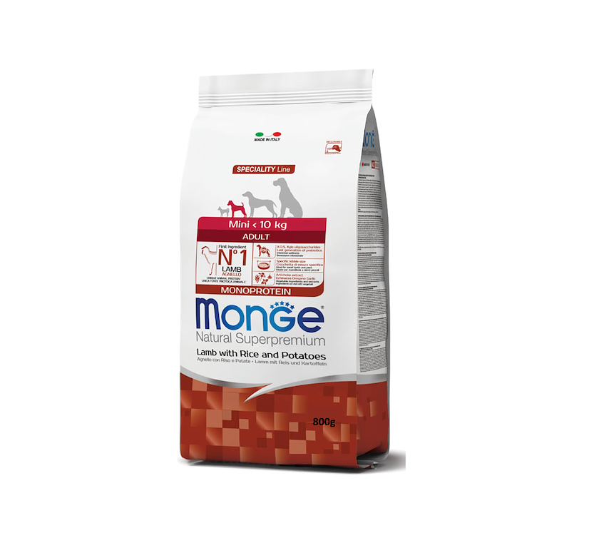 Monge Mini Adult Monoprotein Jagnjetina, pirinač, krompir 800g
