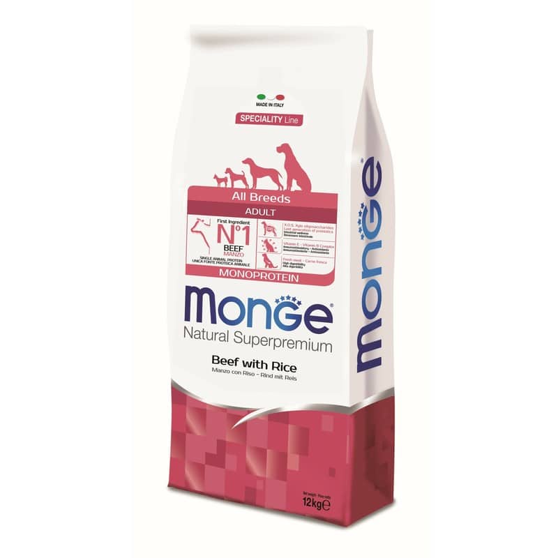 MONGE Hrana za sve rase pasa Monoprotein, Govedina i pirinač 12kg