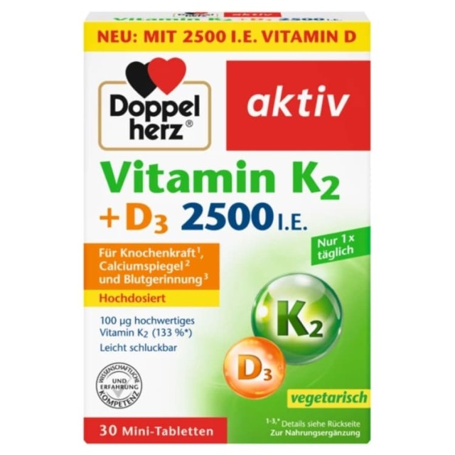 DOPPELHERZ AKTIV VITAMIN K2 + D3 2500 IU 30 TABLETA
