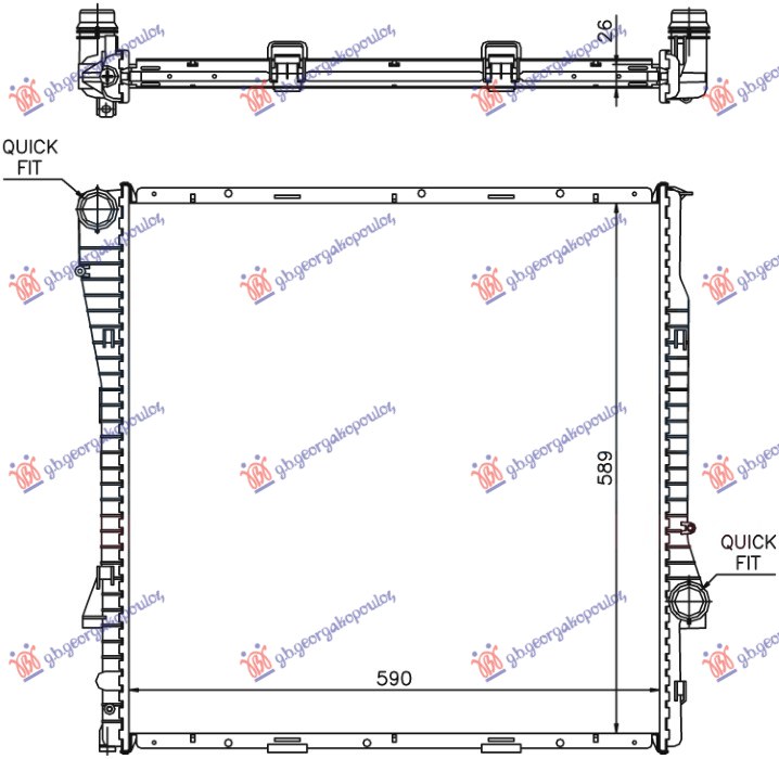 HLADNJAK MOTORA 3.0 BENZIN/DIZEL (MAN) (59x60x2.4) (NRF) BMW X5 2000-2007 (E53) (OEM: 17111439104, 17117544669)