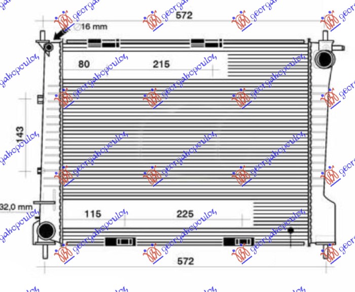 HLADNJAK MOTORA 2.0 BENZIN (+/-AC) (MAN) (492×389) (NRF) RENAULT CLIO III 2009-2013 (BR0 1/CR0 1) (OEM: 8200443896, 8200489879)