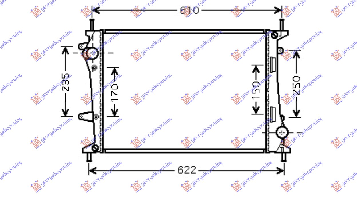 HLADNJAK MOTORA 1.9 DIZEL JTD (+AC) (530x398x26) (NRF) FIAT MULTIPLA 2004-2010 (186) (OEM: 51767821, 51867532)