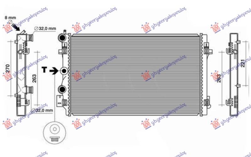 HLADNJAK MOTORA 1.4T Si/GTi/RS/CUPRA – 1.6/2.0 Tdi (650×410) (VALEO) VW POLO 2014-2017 (6C1) (OEM: 6R0121253R)