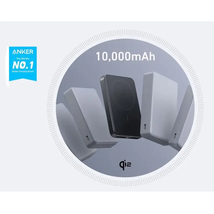 ANKER MagGo 10000mAh, 15W, magnetno bežični power bank, crni