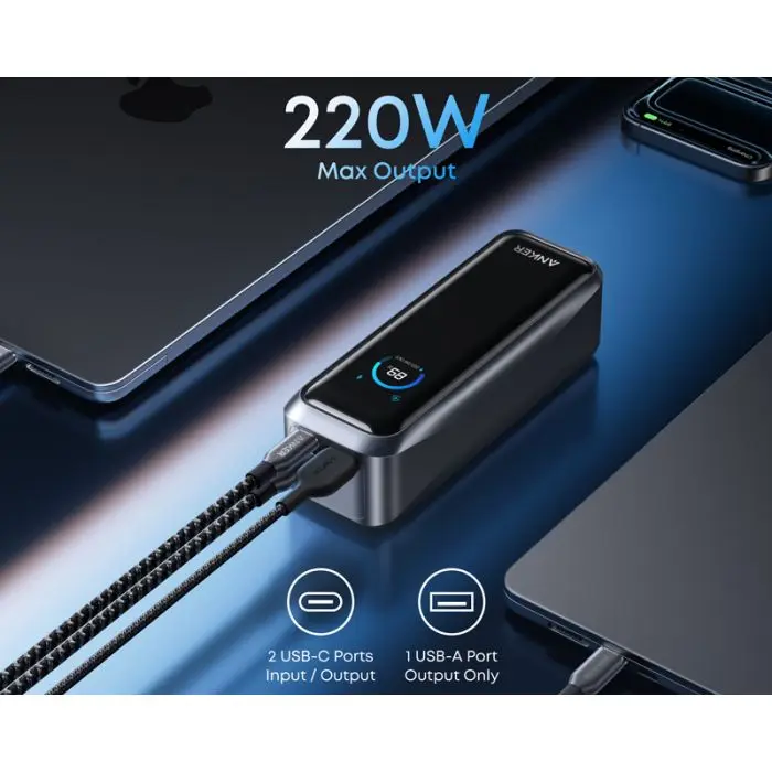 ANKER Prime 20000mAh, 220W, Power Bank crni