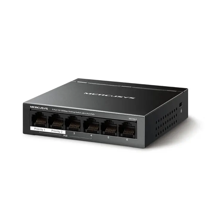 MERCUSYS MS106LP(UN) 6-Port 10/100Mbps Desktop Switch with 4-Port PoE+