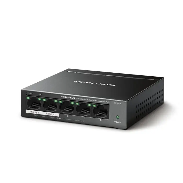 MERCUSYS MS105GP(UN) 5-Port Gigabit Desktop Switch with 4- Port PoE+