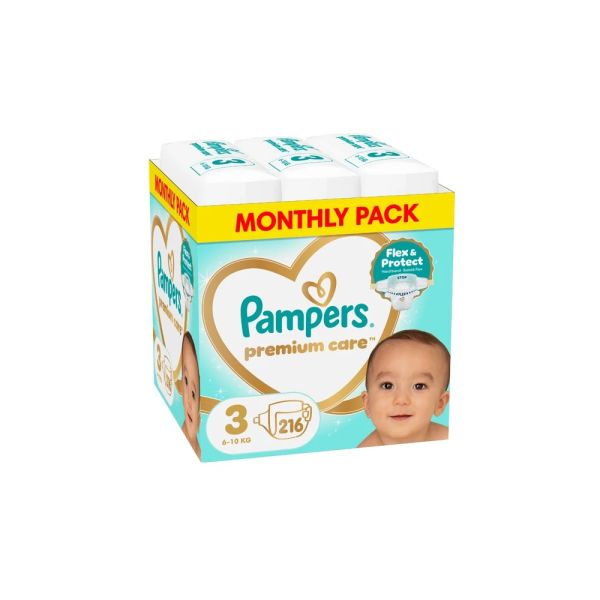 PAMPERS, PELENE PREMIUM CARE 3 MONTHLY PACK, 216 KOMADA