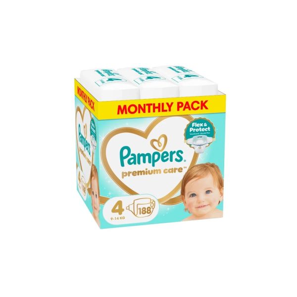 PAMPERS, PELENE PREMIUM CARE 4 MONTHLY PACK, 188 KOMADA
