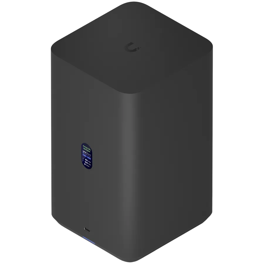 Ubiquiti UniFi UNAS-2-B-EU Network Attached Storage with (2) 3.5inch HDD bays, 2.5 GbE networking, USB-C connectivity, and an included PoE++ adapter, all in a compact footprint, black