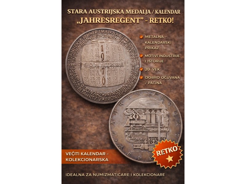 STARA AUSTRIJSKA MEDALJA - KALENDAR