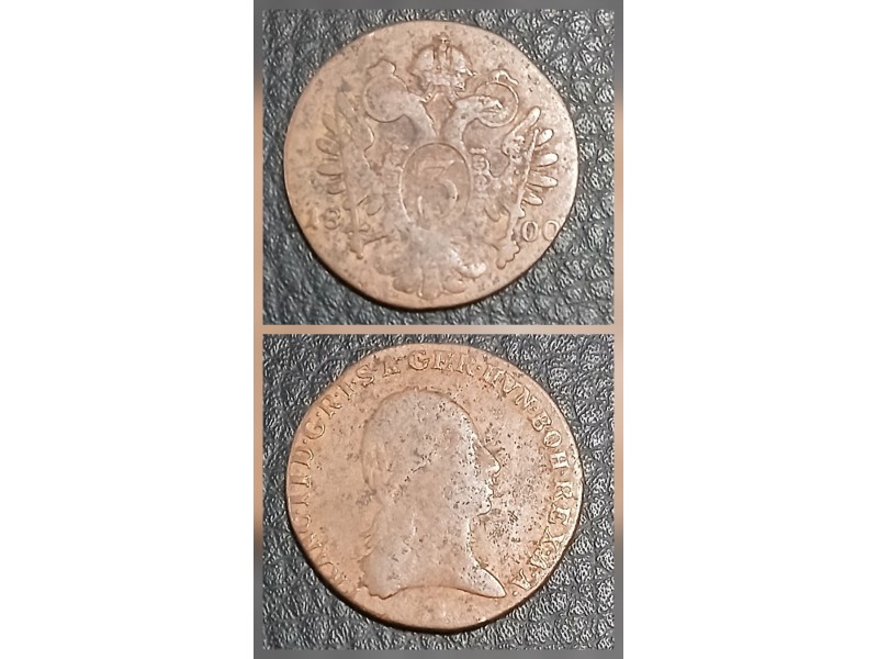 STARA KOVANICA – 3 KREUZER – 1800 – ISTORIJSKI PRIMERAK