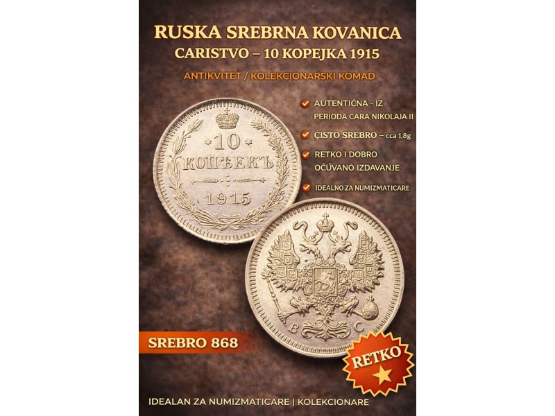 ? 10 KOPEJKA 1915 – SREBRO – RUSKO CARSTVO – TOP ?