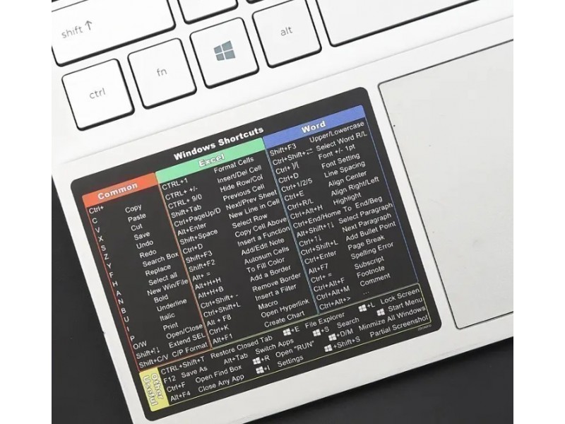Nalepnica sa prečicama za laptop – Windows, Word, Excel