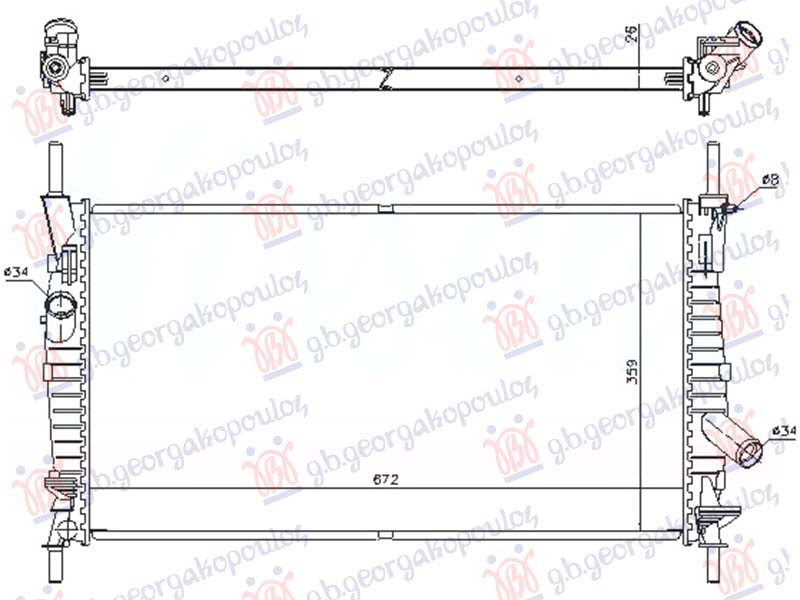 HLADNJAK MOTORA 2.0 DIZEL (+/-AC) (670x380x26) (NRF) FORD TRANSIT 2000-2006 (FA/FB/FZ/FC) (OEM: 1671801, 4714582, 4719006)