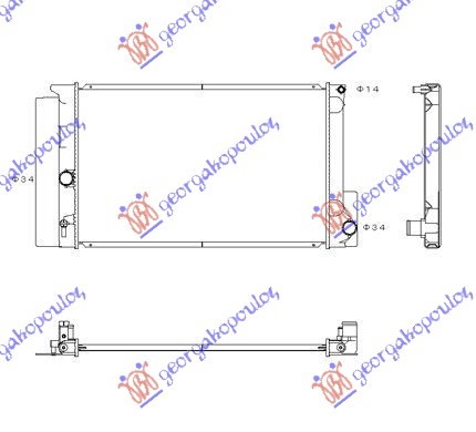HLADNJAK MOTORA 1.3/1.4/1.6/1.8 BENZIN (MAN) (600x375x16) (NRF) TOYOTA AURIS 2012-2015 (E18) (OEM: 164000D400, 164000D410, 164000D470)