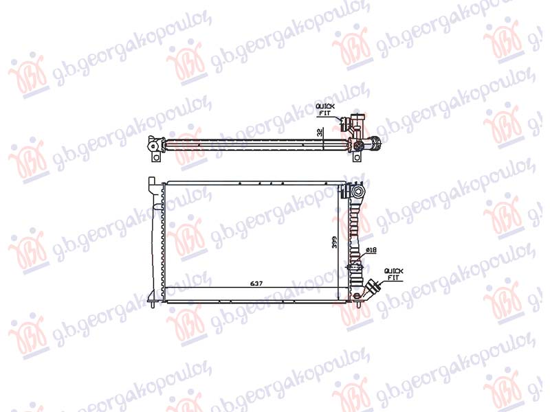HLADNJAK MOTORA 2.0 BENZIN – 1.9/2.1 DIZEL (MAN/AUTO) (640×400) (NRF) PEUGEOT 406 SDN 1996-2005 (8C/8E/8F) (OEM: 1301SG)