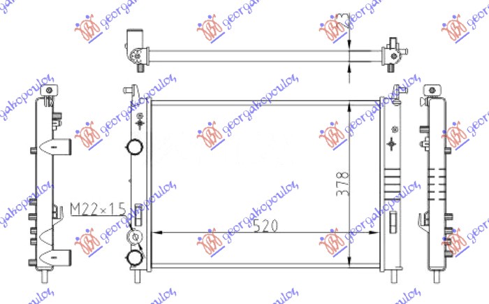 HLADNJAK MOTORA 1.9 D-JTD (520x378x23) 2000- (NRF) FIAT STRADA 1999-2005 (178/278) (OEM: 46827249)