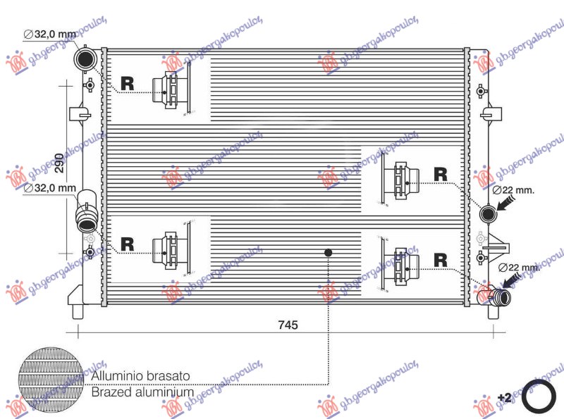 HLADNJAK MOTORA 1.2 TSI (62.5×45.2×34) (NRF) VW GOLF VI 2008-2013 (5K1) (OEM: 1K0121251CL)