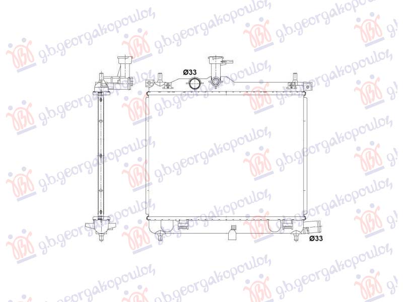 HLADNJAK MOTORA 1.2 BENZIN (MAN) (445×350) (NRF) HYUNDAI i10 I 2007-2010 (PA) (OEM: 253100X100, 253100X110, 253100X400)