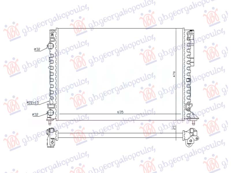 HLADNJAK MOTORA 1.6/2.0 BENZIN – 1.9 DIZEL DT (MAN/AUTO) (634×450) (NRF) RENAULT LAGUNA 1998-2000 (B56/556) (OEM: 7701.045.410, 7701045410)