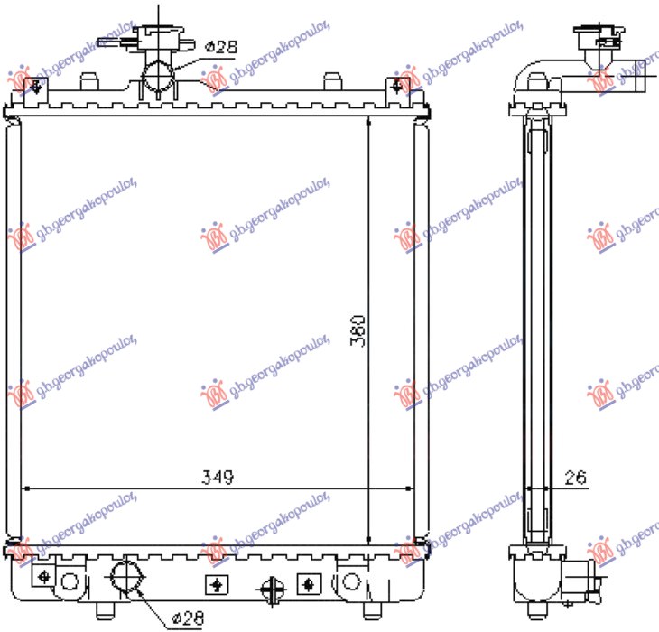 HLADNJAK MOTORA 1.0/1.2 BENZIN (MAN) (375x380x34) (OTVOREN SISTEM) (MEHANICKI SPOJ) (NRF) SUBARU JUSTY 2003-2006 (G3X) (OEM: 1300220, 9208632)