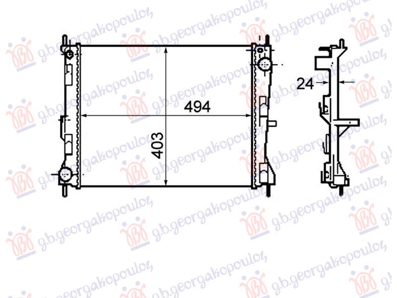 HLADNJAK MOTORA 1.5 DIZEL (-AC) (49.4x415x2.3) UK (NRF) RENAULT CLIO III 2009-2013 (BR0 1/CR0 1) (OEM: 21410-AY600, 21410AY600, 8200138738)