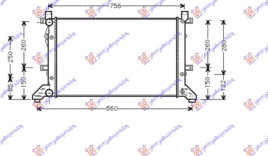 HLADNJAK MOTORA 2.3 BENZIN/2.5/2.8 TDI (MAN) (67.9×39.9×2.6) (NRF) VW LT 1998-2006 (2D) (OEM: 2D0121253)