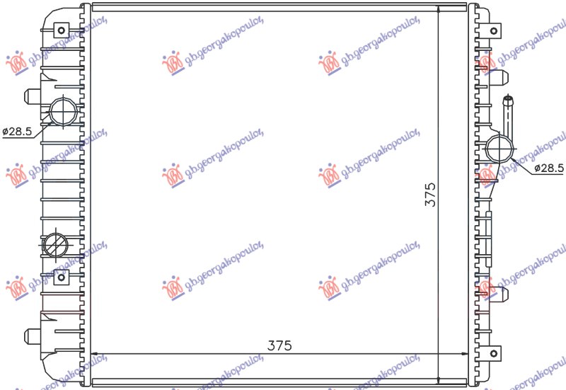 HLADNJAK MOTORA 1.0/1.2 (37.5×38) (MADJARSKA) (ZATVOREN SISTEM) (NRF) OPEL AGILA 1999-2008 (H00) (OEM: 4705904, 9210556)