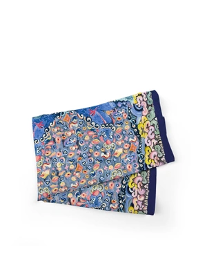FOULARD AÉRIEN AVEC MOTIFS D'ART EN BLEU PROFOND