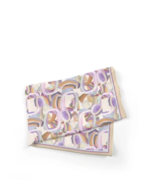 GRAND FOULARD AÉRIEN AVEC MOTIFS STYLISÉS DANS LES TONS PASTELS