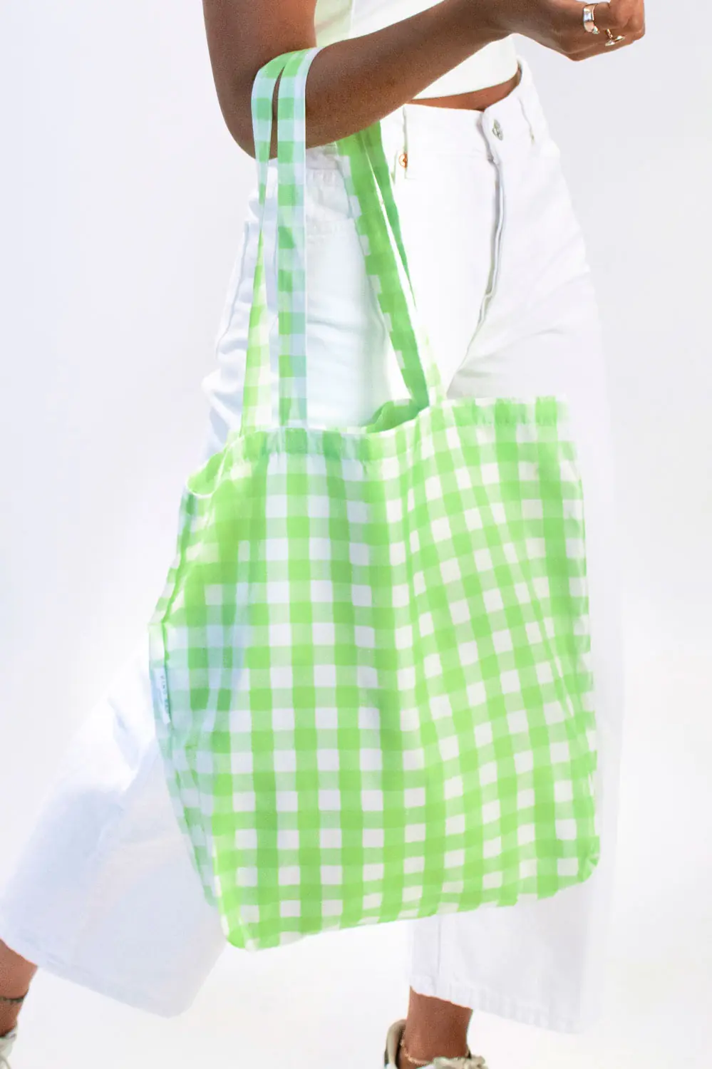 KIND BAG Tote Bag Lime Green Gingham