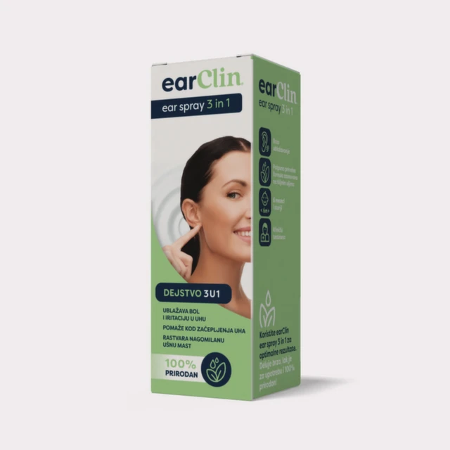 Earclin 3 u 1 sprej za uho, 15 ml