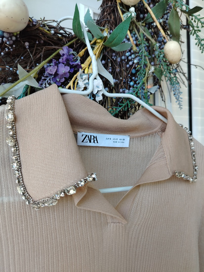 ZARA nude bluza sa lepom kragnom S