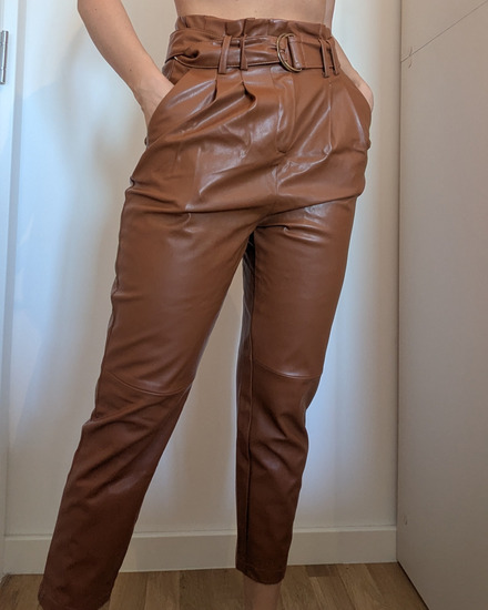 Pantalone braon ekokoža, Koton, S