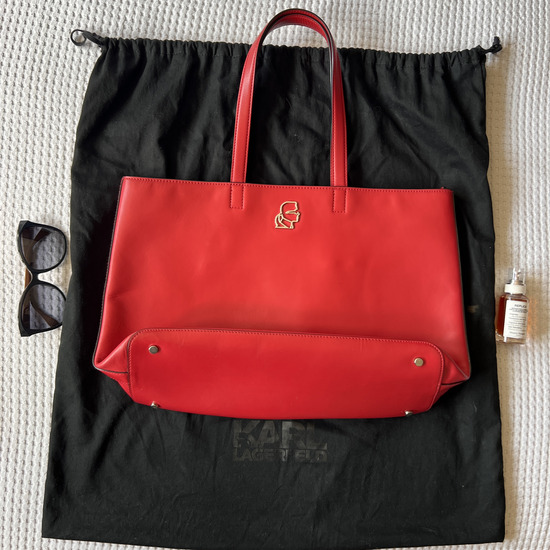 KARL LAGERFELD ORIGINAL crvena kozna tote torba