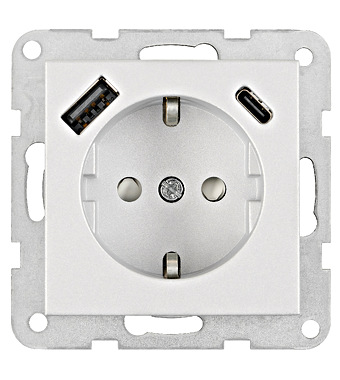 Utičnica sa USB-om tipa A+C, 3 A, srebrna
VISIO S 55 (55x55), Connection type terminal block,Plug-in terminal, SilverTo be completed in VISIO S 55 DESIGN "CUBIC" with frame 1-gang EV125301-- , 2-...