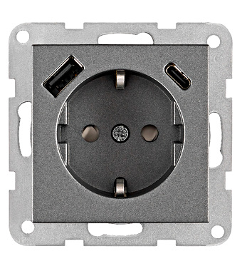 Utičnica sa USB-om tipa A+C, 3 A, antracit
VISIO S 55 (55x55), Connection type terminal block,Plug-in terminal, AnthraciteTo be completed in VISIO S 55 DESIGN "CUBIC" with frame 1-gang EV115301--...