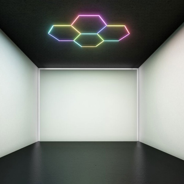 Hexagon LED tube 4 heads RGB 12V 410mm 19pcs