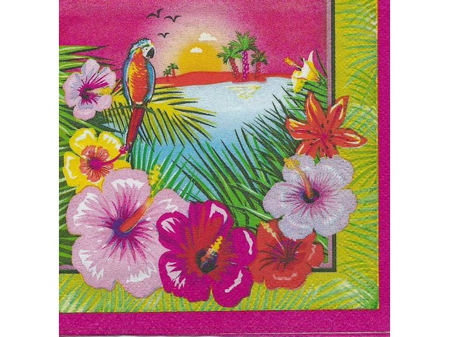 Mala Salveta MS8_033 Cveće Ptice Papagaj