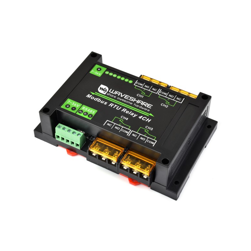 Modbus RTU 4-ch Rele modul sa RS485, 30A, izolovan, sa zaštitama, Rail-Mount