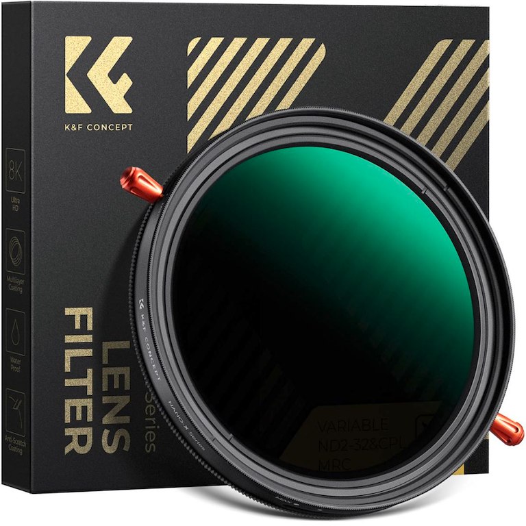 K&F Concept 43mm ND2-32 (1-5 Stop) Variable ND VND + CPL Circular Polarizing Filter 2 in 1 Filter Nano-Xcel Series KF01.2049V1