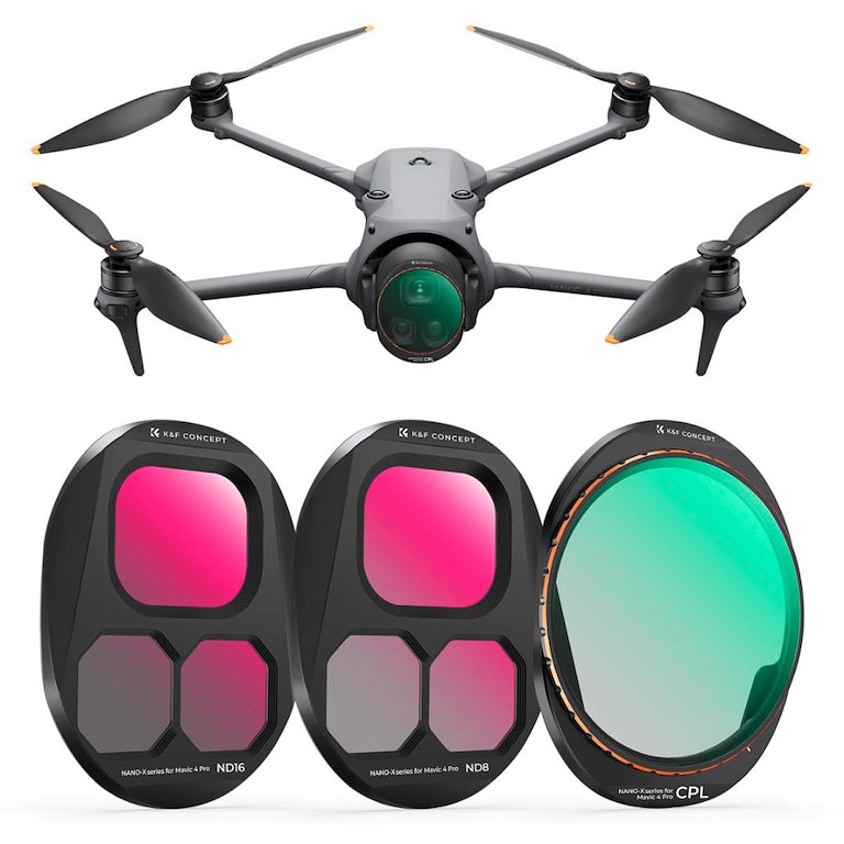 K&F Concept DJI Mavic 4 Pro Filter Kit 3pcs (CPL+ND8+ND16) Multi Coated HD Optical Glass/Aluminum Frame SKU.1642V2