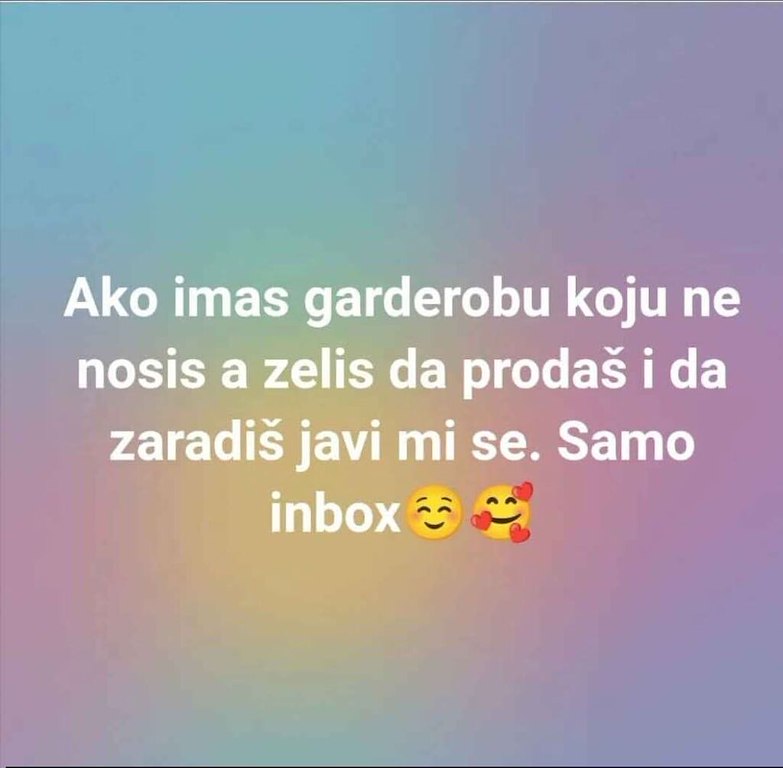 Moja usluga da prodajem vasu garderobu je 500 dinara mesecno vase je