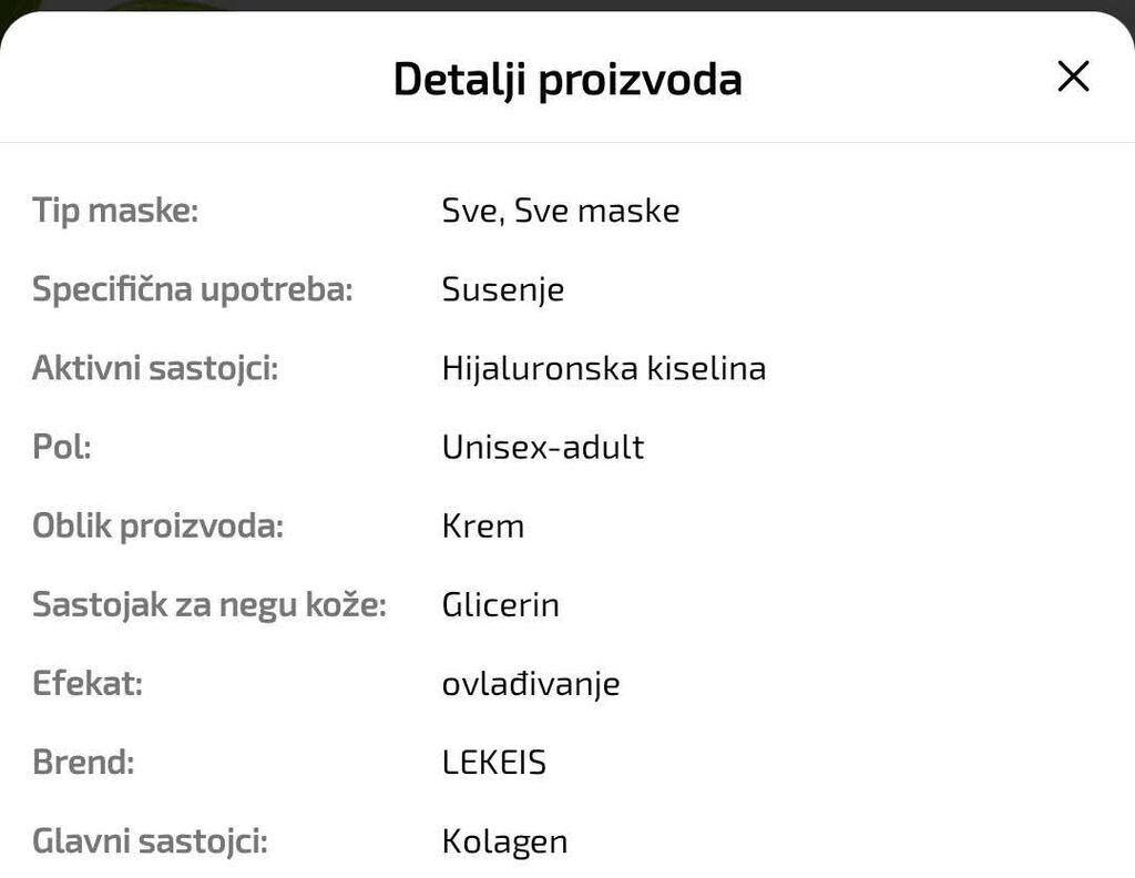 Krema puza sa kalogenom.Porucuje se i ceka se 10-tak dana. Obavezna